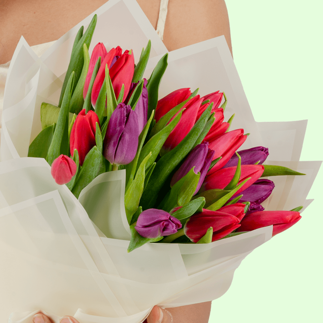 20 Tulip Bouquet – Pink & Purple | Korean Wrap